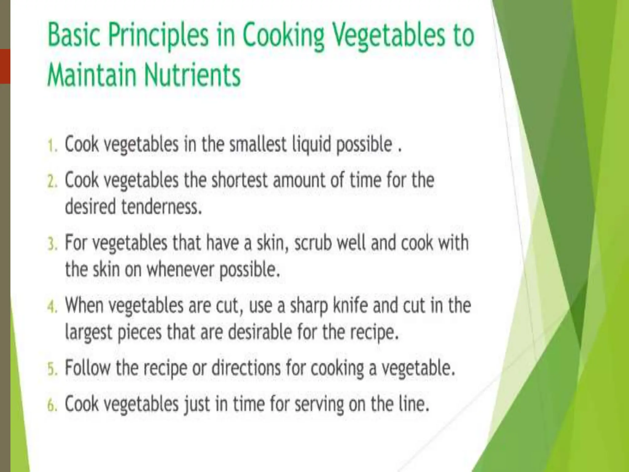 prepare vegetable dishes. ppt. cookery 12 | PPT