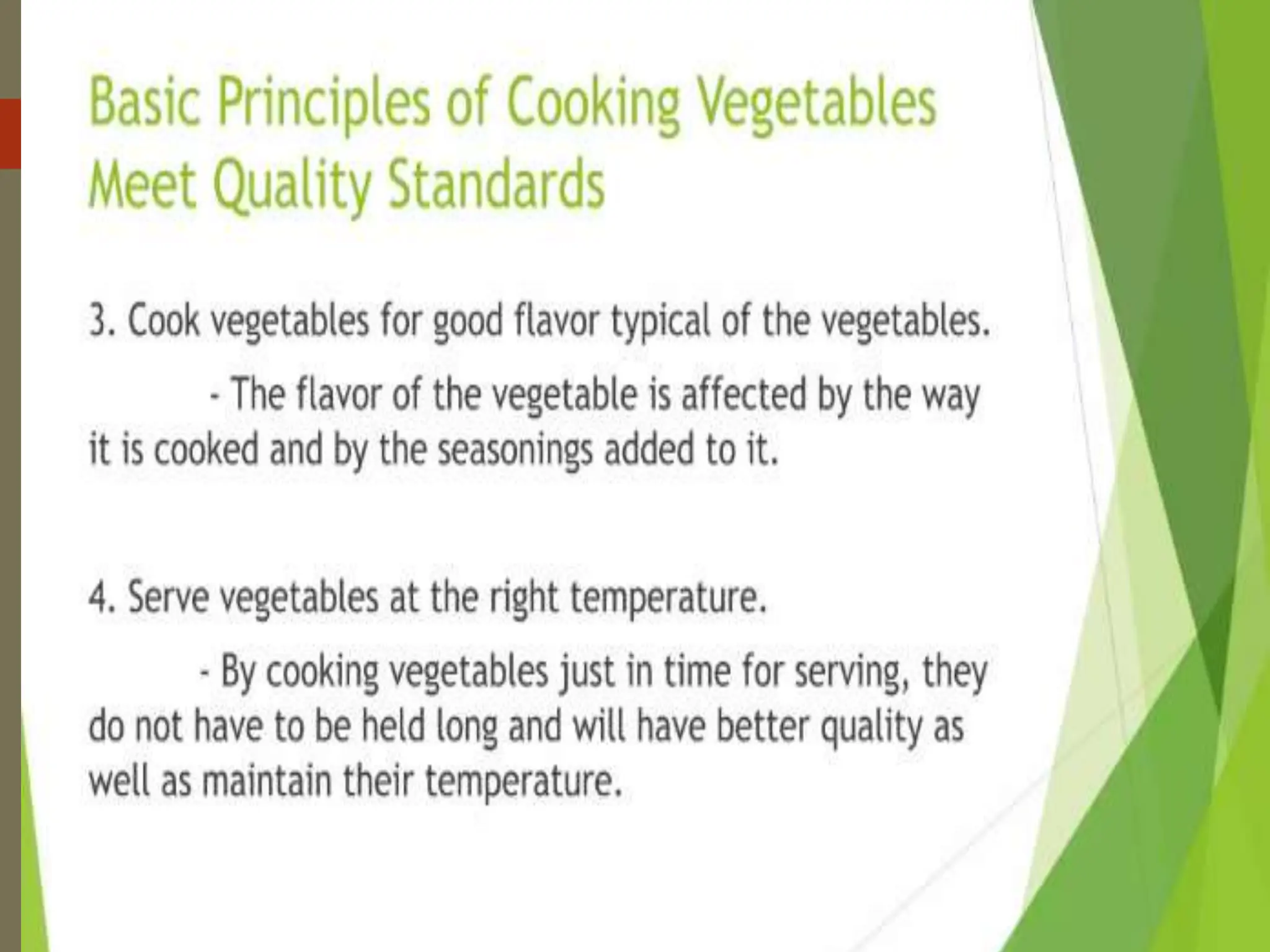 prepare vegetable dishes. ppt. cookery 12 | PPT