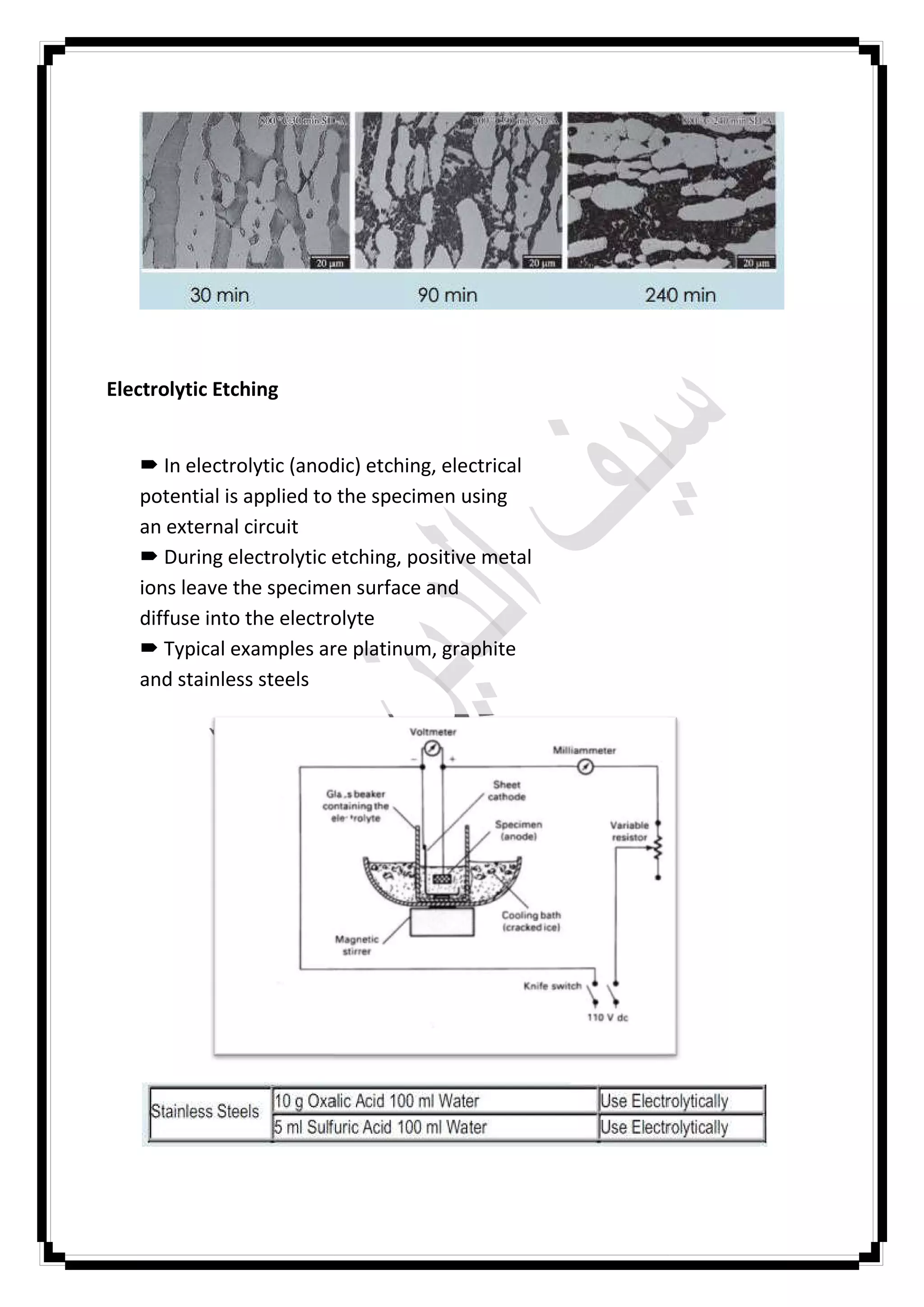 Preparing a metal specimen for microscopic examination | PDF