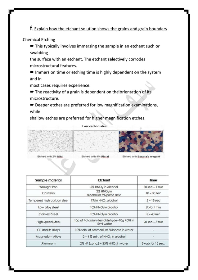 Preparing a metal specimen for microscopic examination | PDF