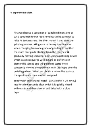 Preparing a metal specimen for microscopic examination | PDF