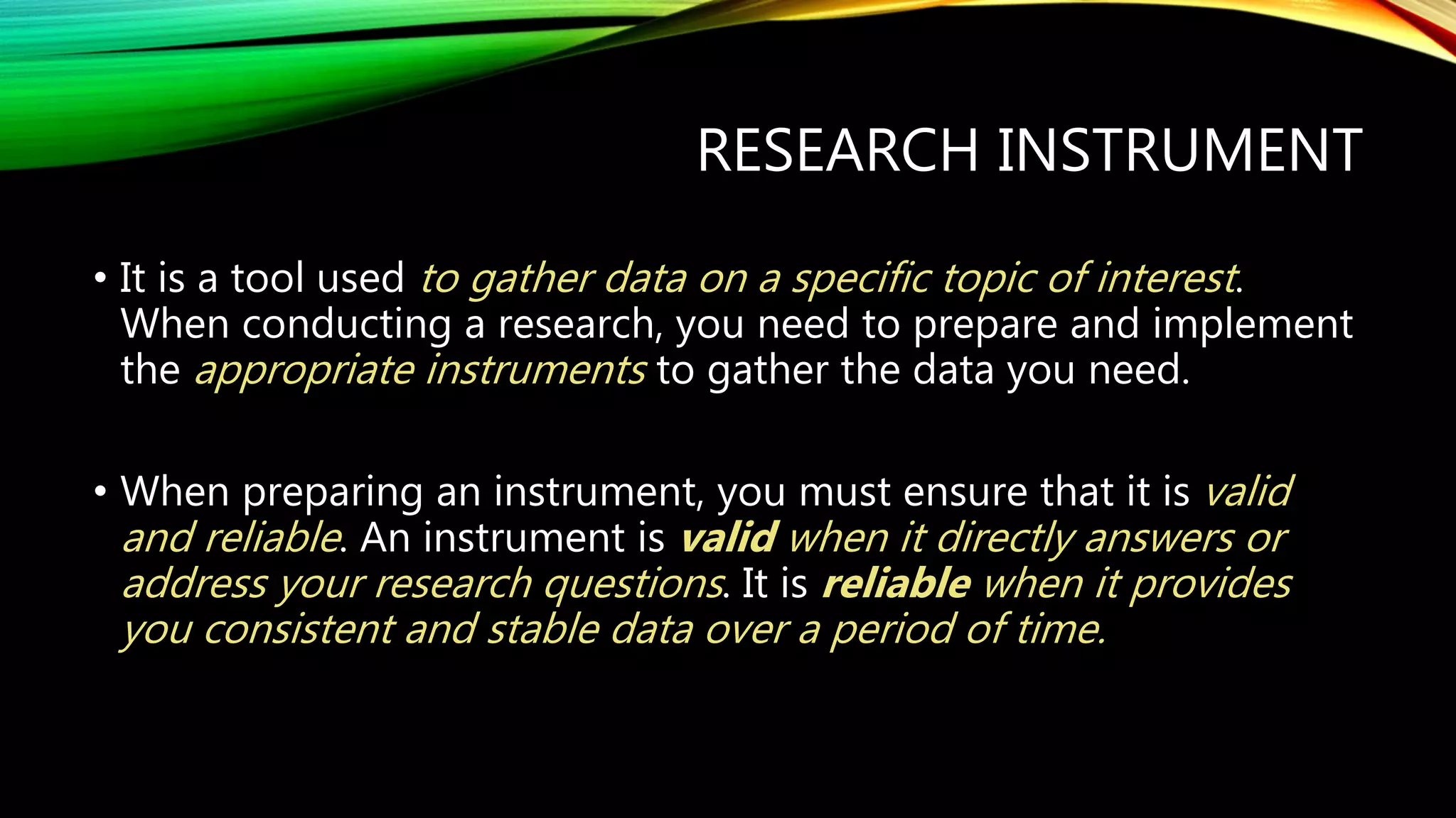Preparing and implementing research instruments | PPTX