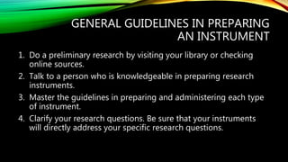 Preparing and implementing research instruments | PPTX