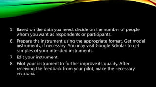 Preparing and implementing research instruments | PPTX