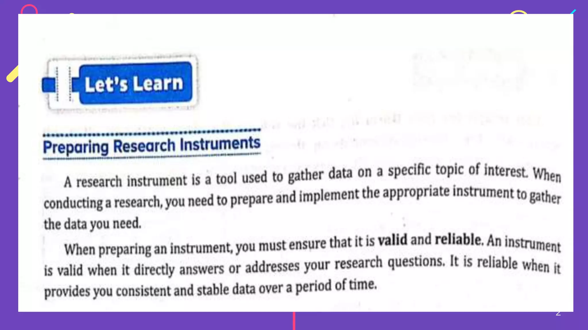 Preparing and implementing research instruments with Activities | PPTX