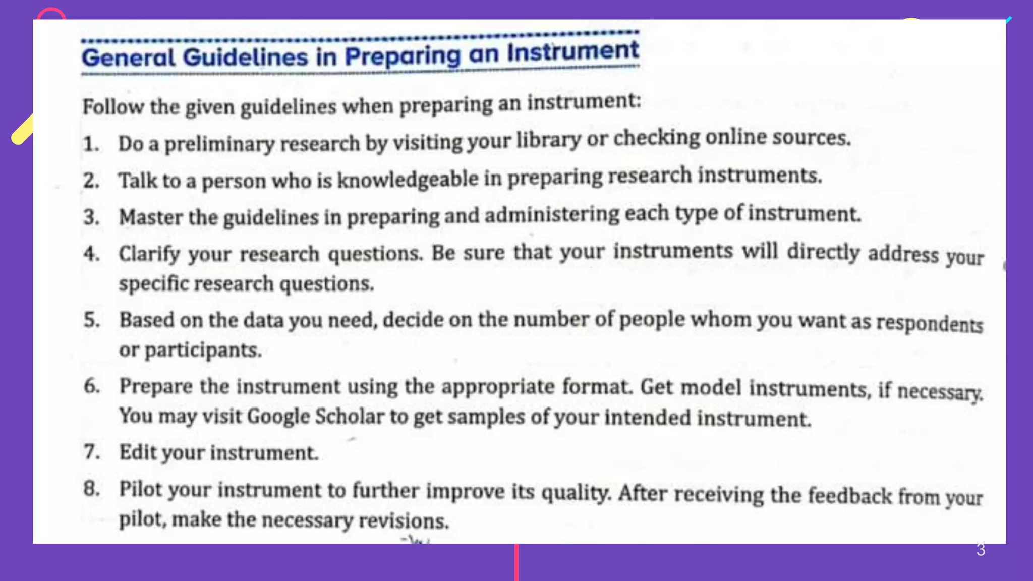 Preparing and implementing research instruments with Activities | PPTX