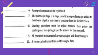 Preparing and implementing research instruments with Activities | PPTX