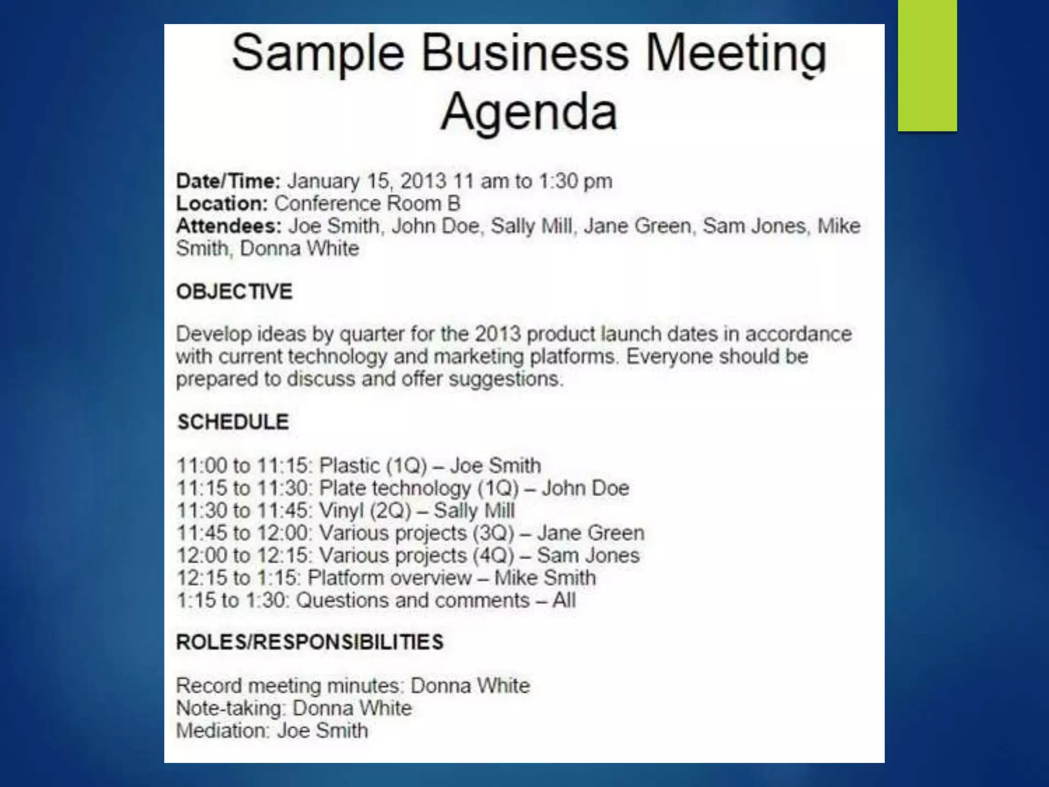 Preparing an effective agenda | PPTX