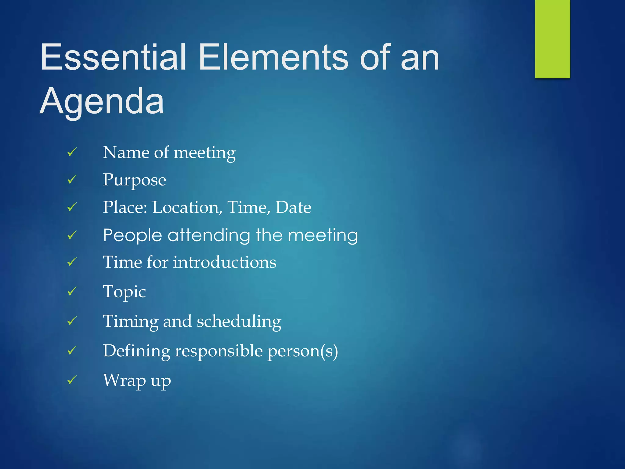 Preparing an effective agenda | PPTX