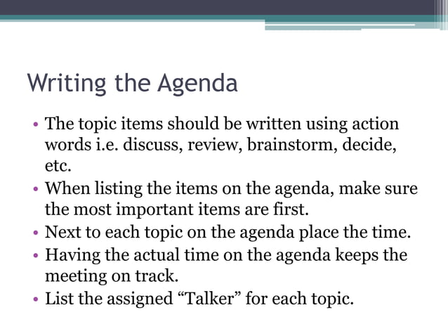 Preparing an effective agenda | PPTX