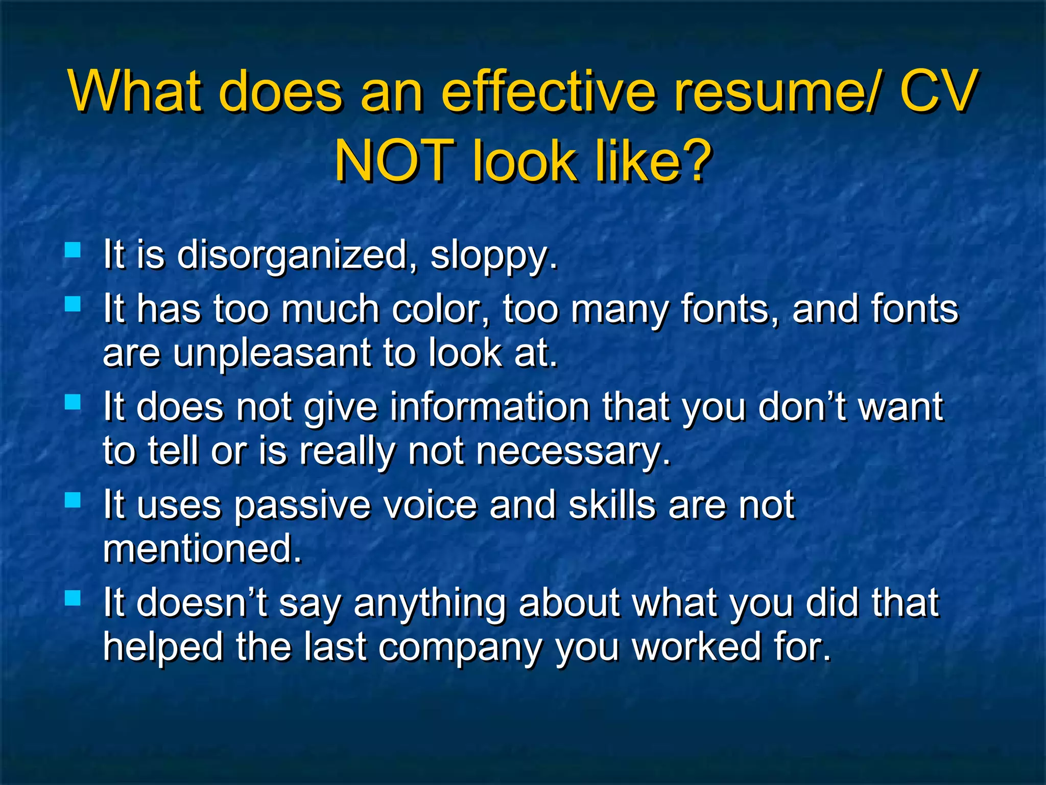 Preparing an effective resume ppt | PPT