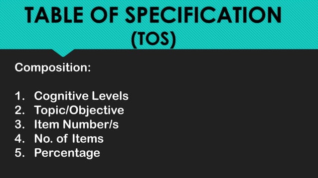 Assessment and TOS Making
