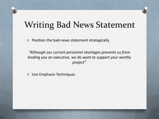 Preparing bad news messages | PPT