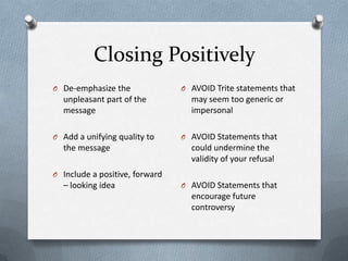 Preparing bad news messages | PPT