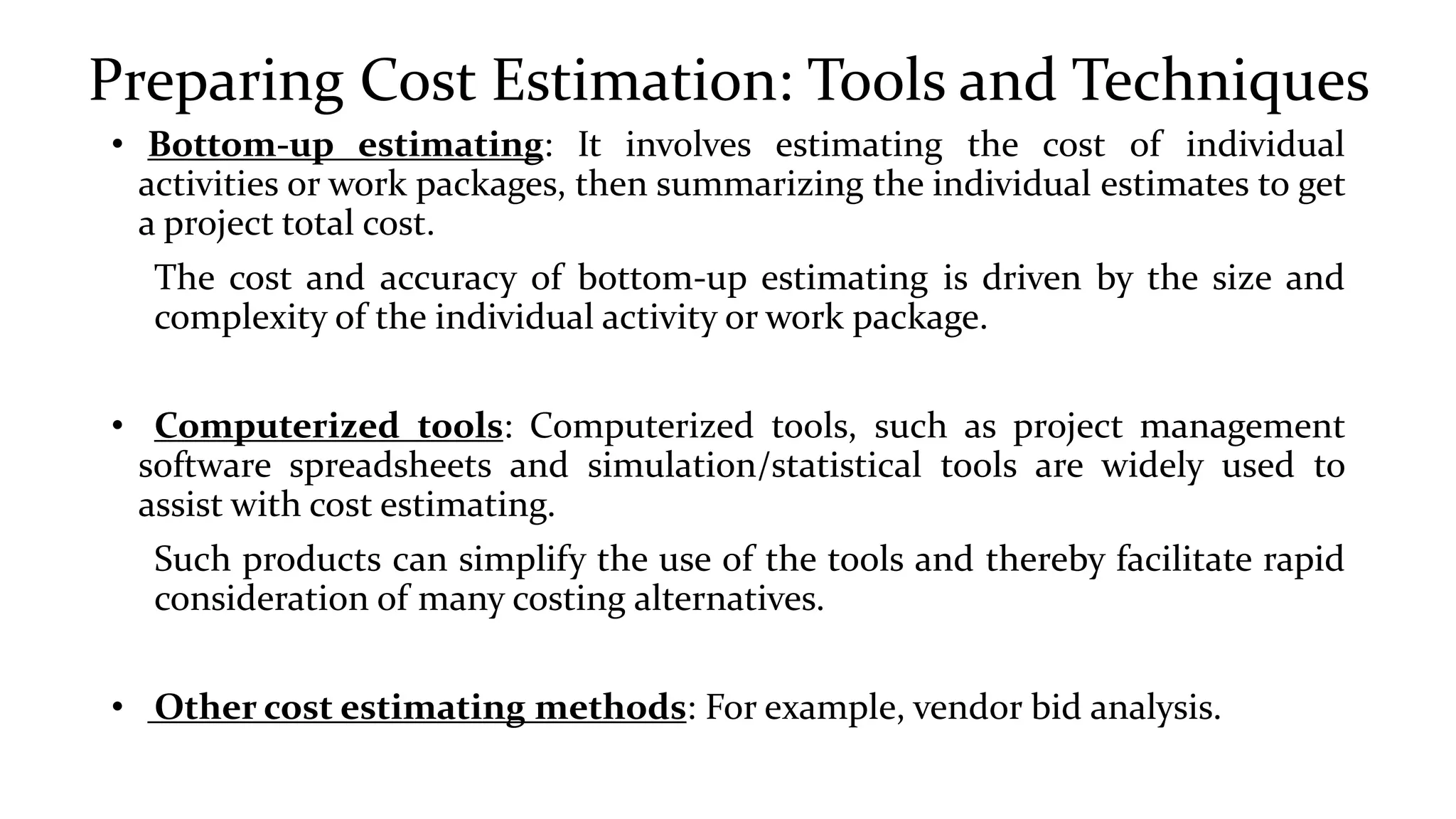 Preparing cost estimation | PPTX | Business Accounting & Finance | Business