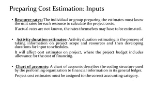 Preparing cost estimation | PPTX | Business Accounting & Finance | Business