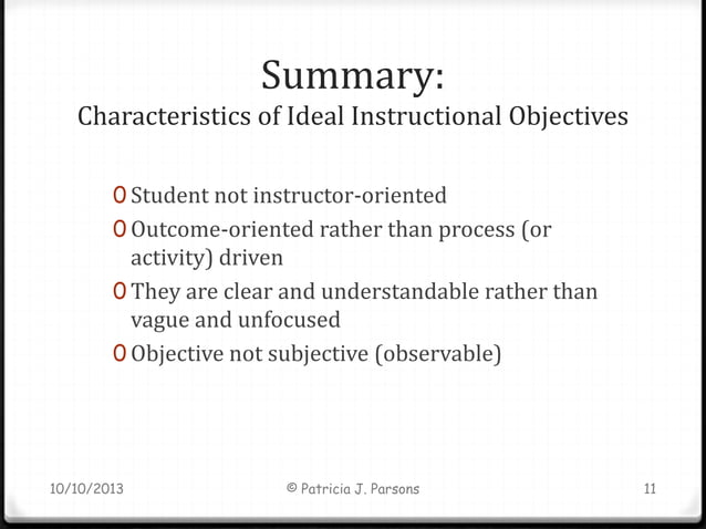 Preparing educational objectives: The good, the bad, and the value | PPT
