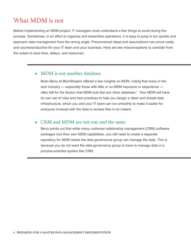 Preparing For a Master Data Management Implemenation | PDF | Databases | Computer Software and ...