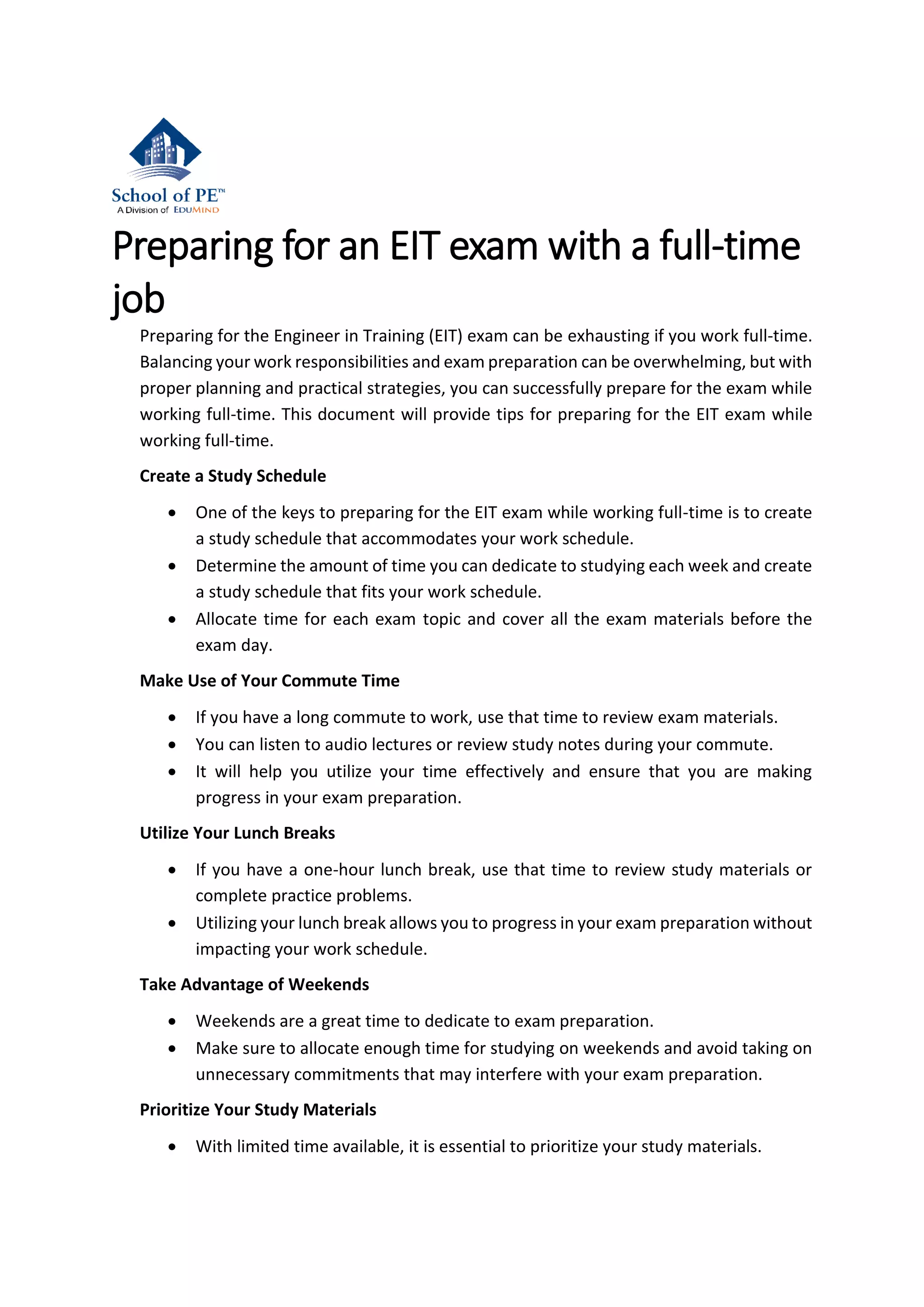 Preparing for an EIT exam with a full-time job | PDF | Educational Assessment | Education
