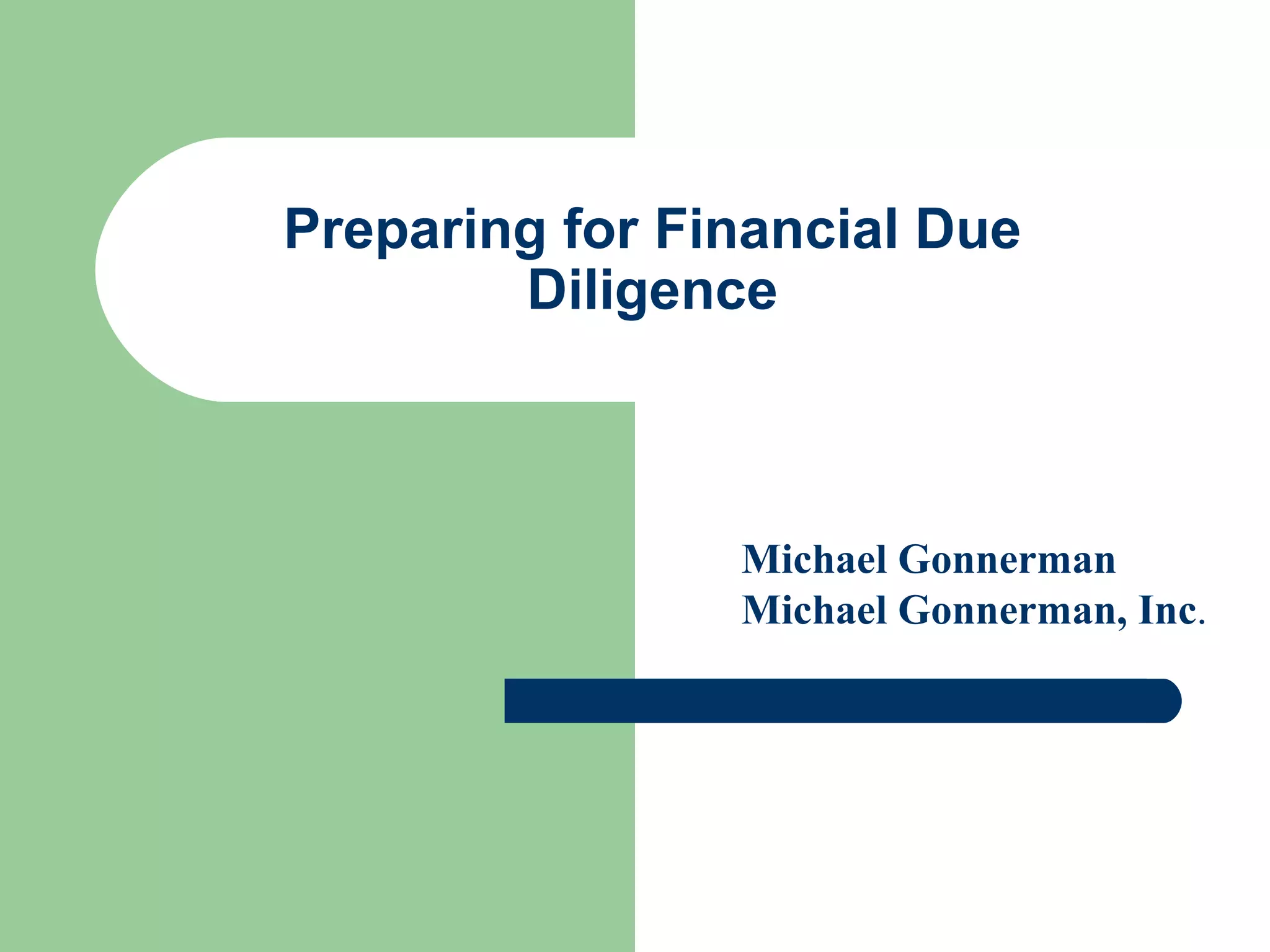 Preparing For Financial Due Diligence | PPT