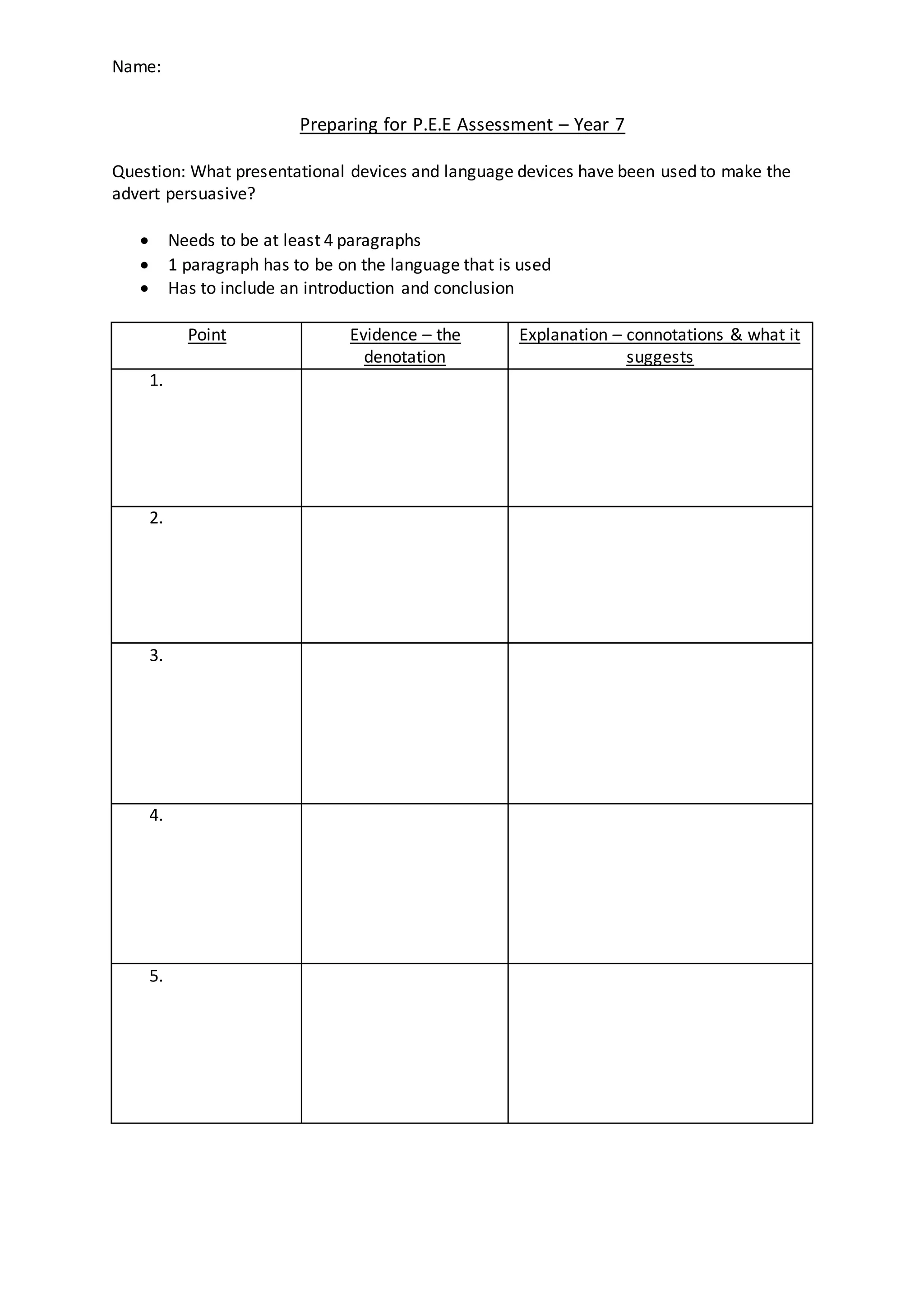 Preparing for PEE assessment | DOCX | Education