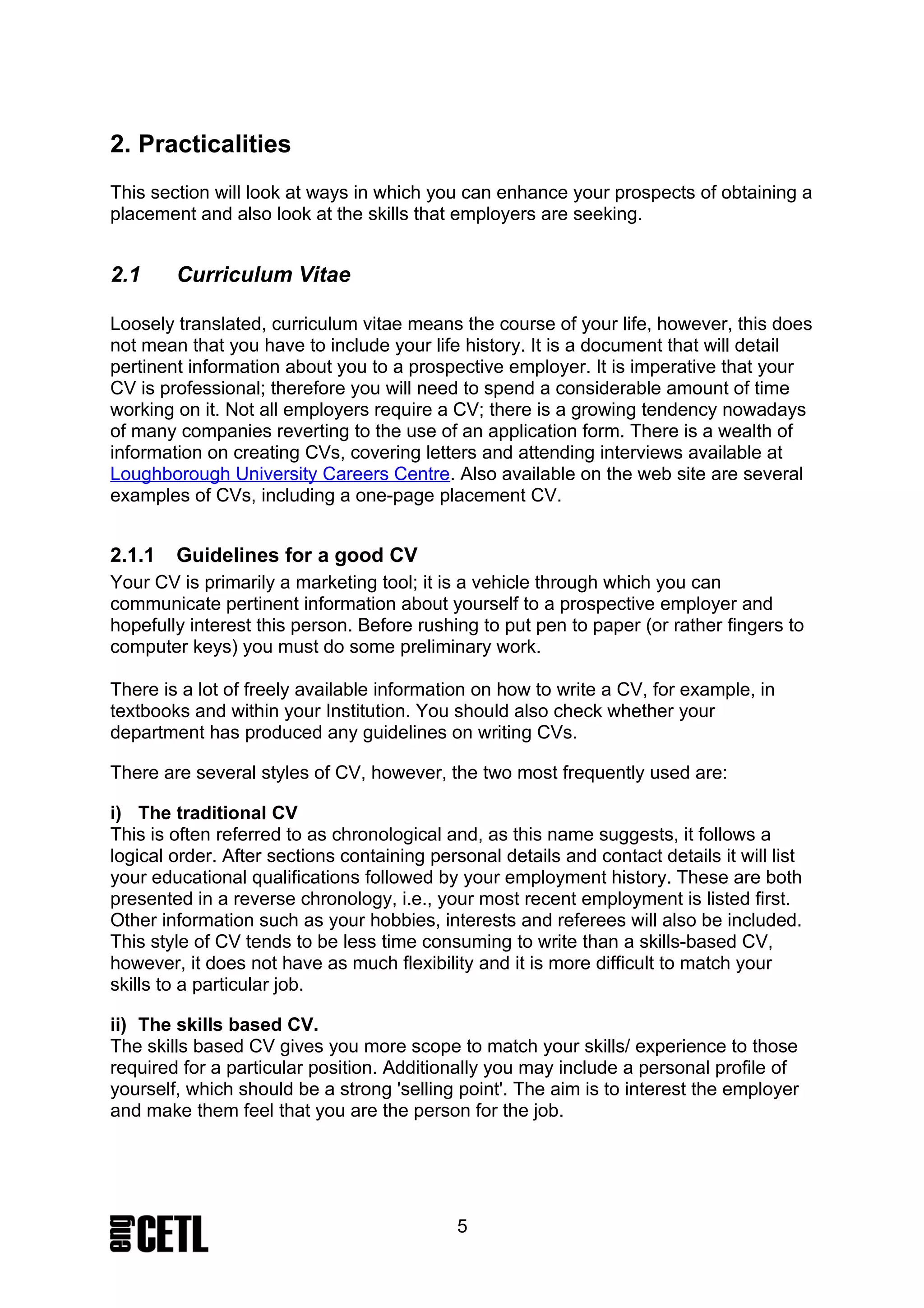 Preparing for Placement | DOC