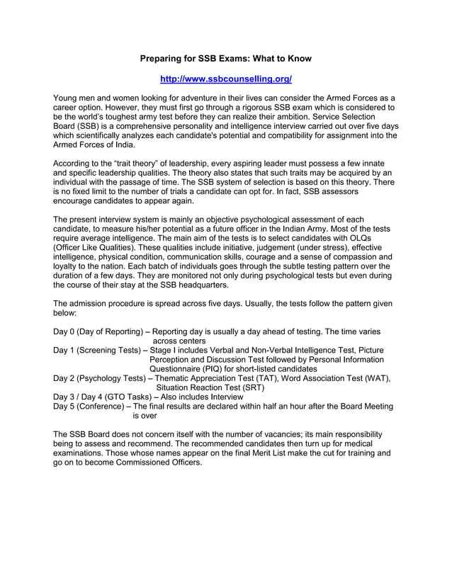 Preparing for ssb exams what to know | PDF