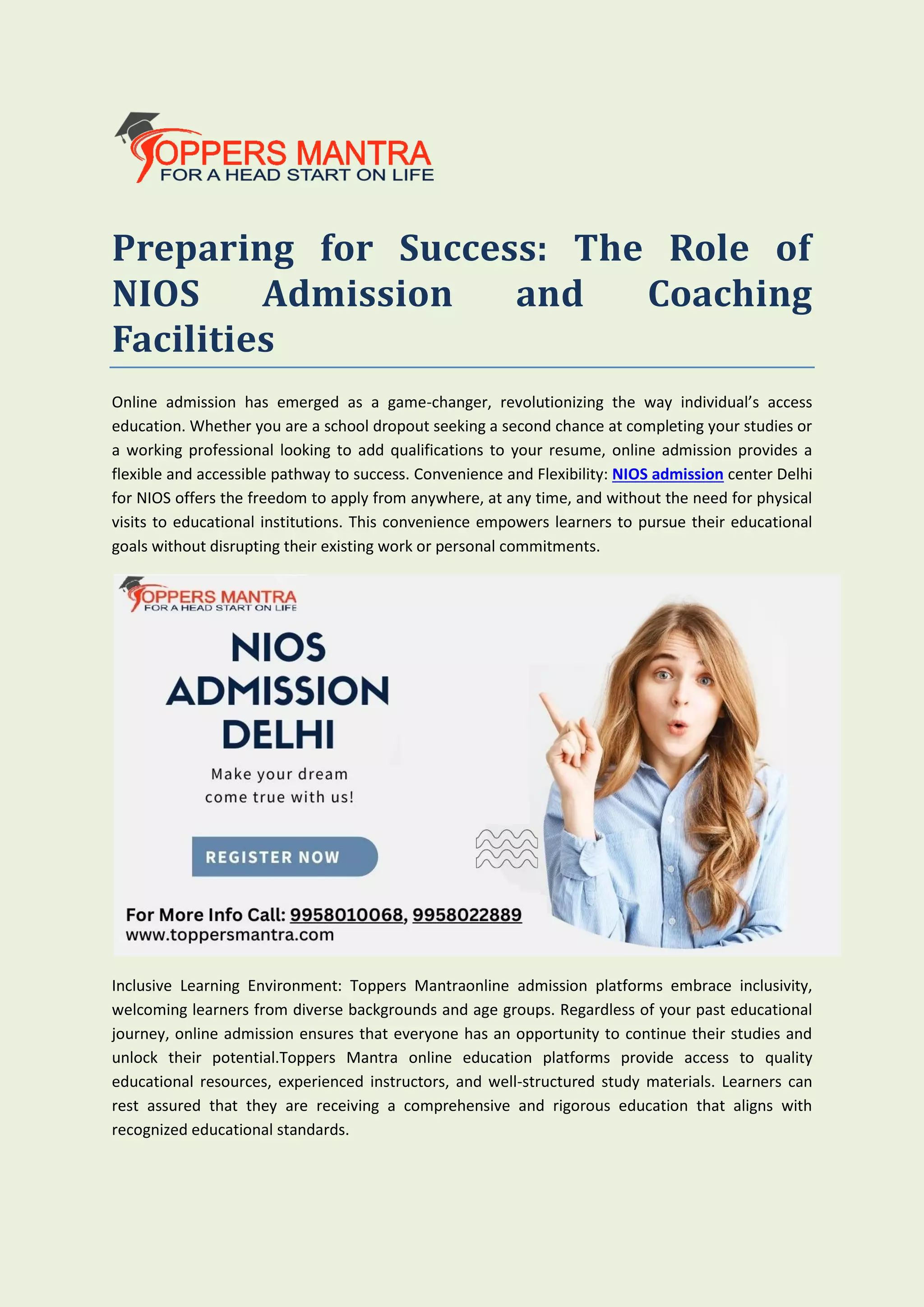 Preparing for Success: The Role of NIOS Admission and Coaching ...