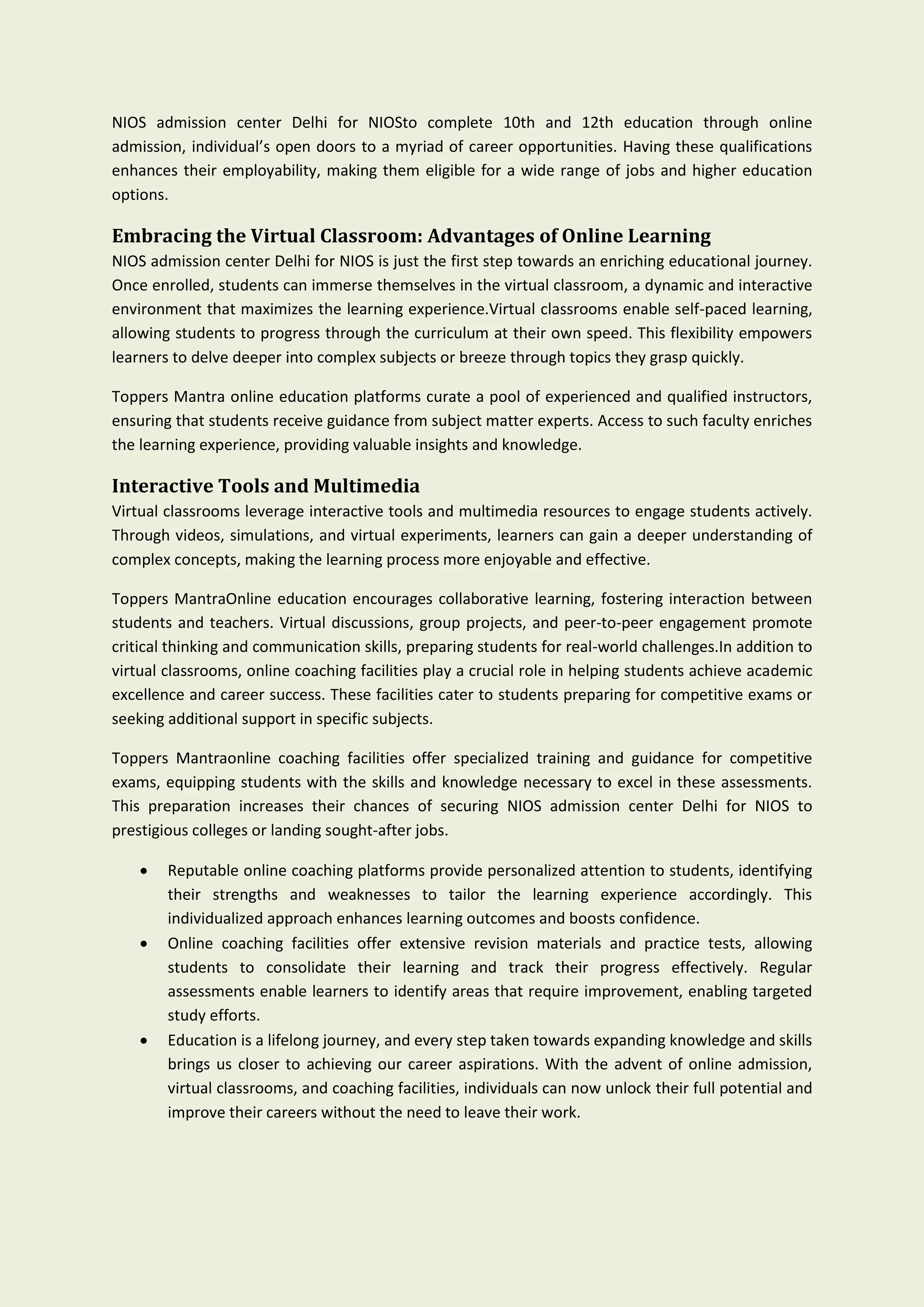 Preparing for Success: The Role of NIOS Admission and Coaching ...