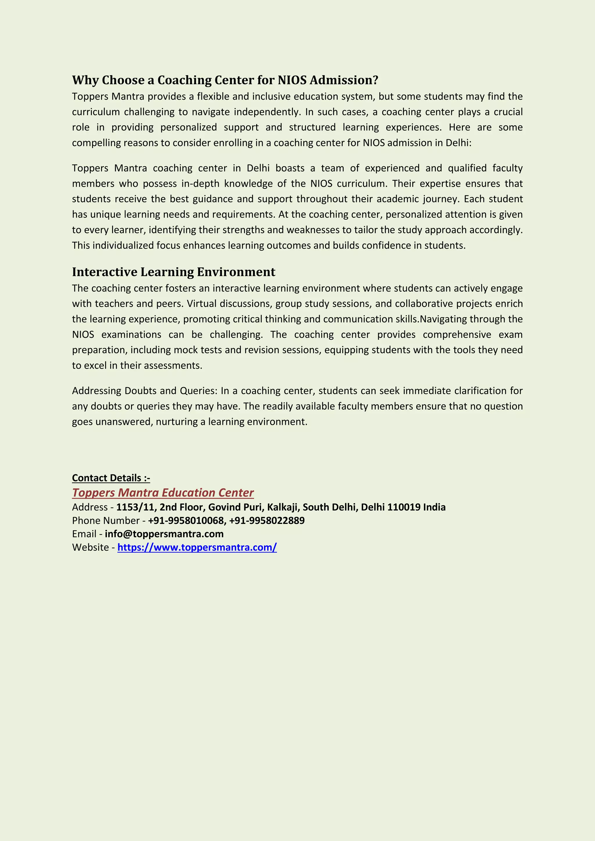 Preparing for Success: The Role of NIOS Admission and Coaching ...