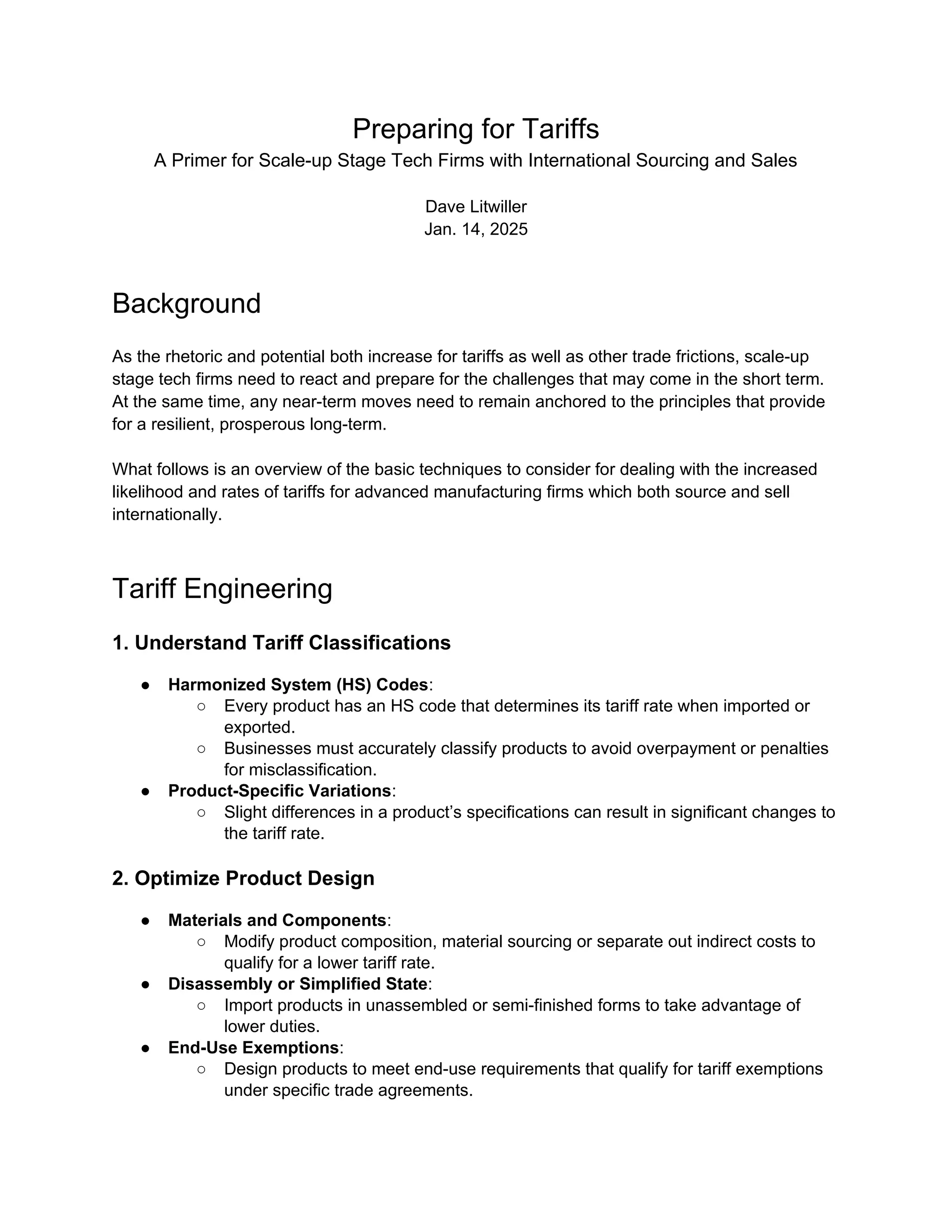 Preparing for Tariffs - A Primer for What to Consider | DOCX