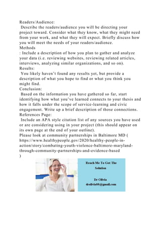 Preparing for the Final Project Outlining Your Goals, Intentions, a.docx