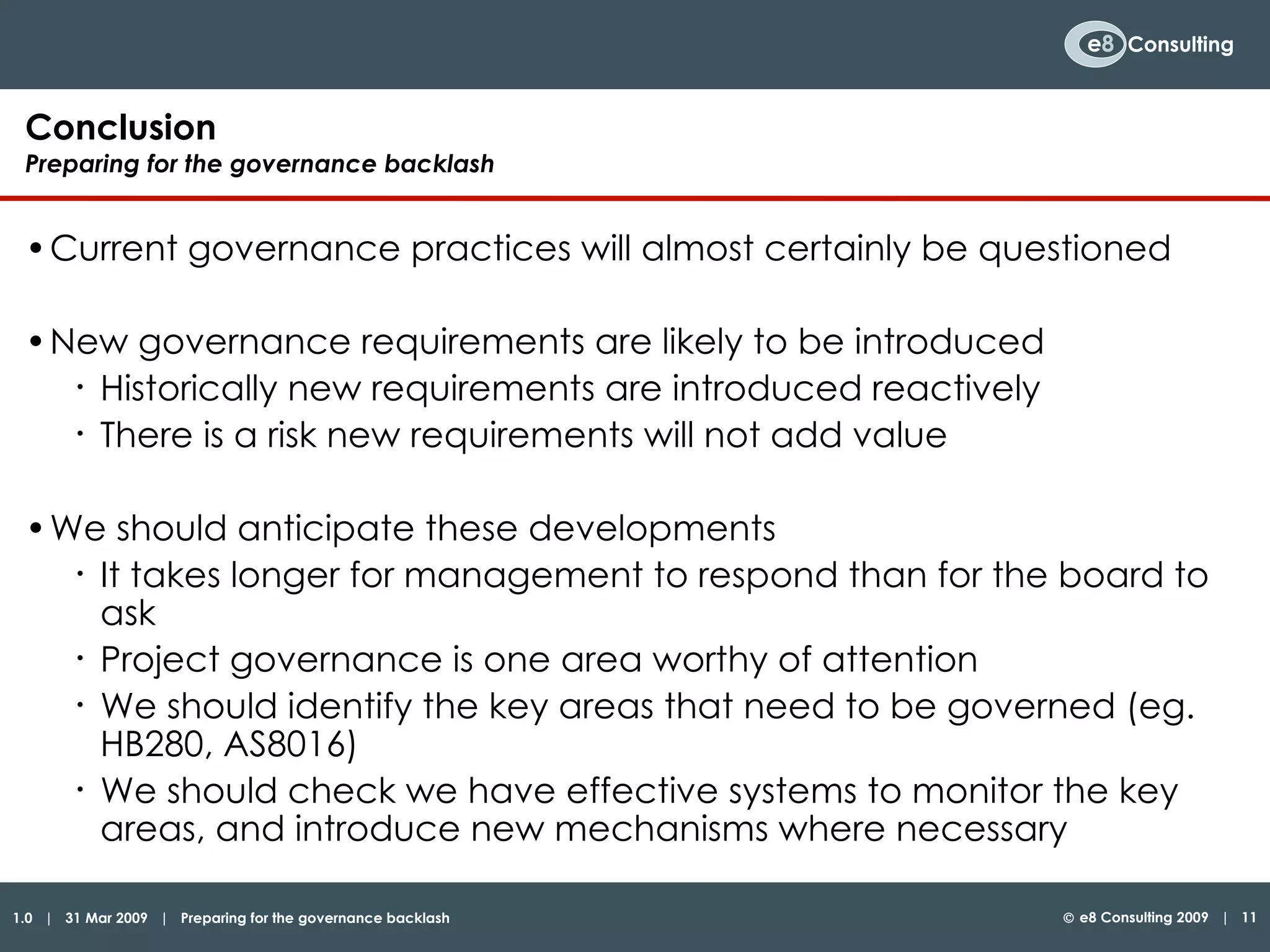 Preparing For The Governance Backlash | PPT