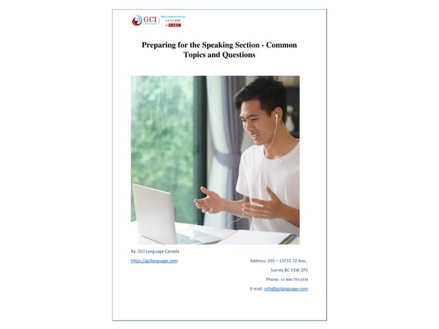 Preparing for the Speaking Section - Common Topics and Questions | PPT