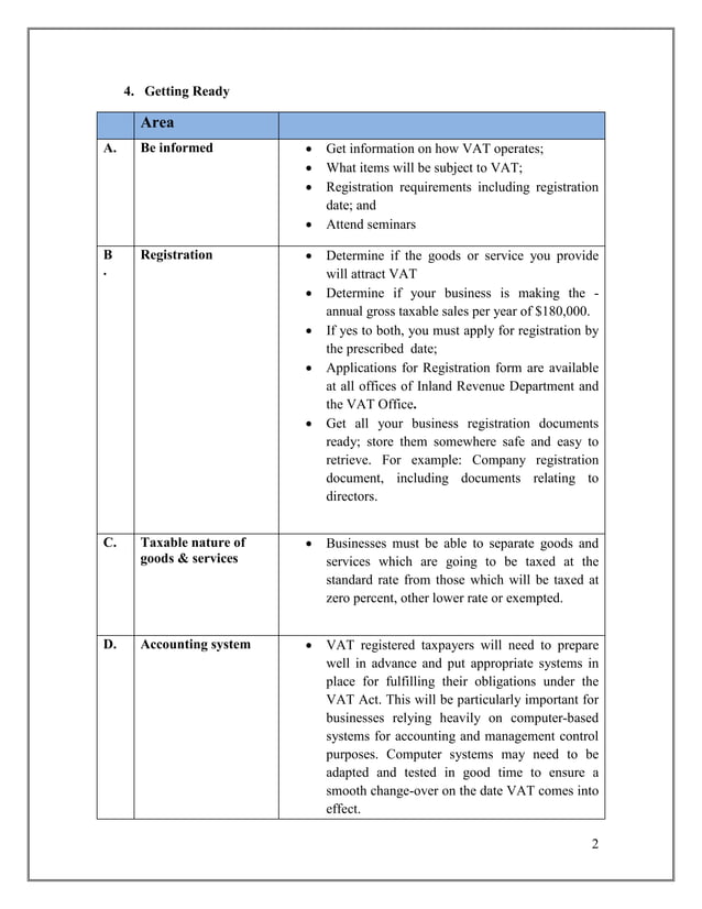 Preparing for vat implementation | PDF