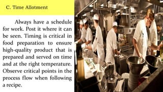 Preparing kitchen tools and equipment and the ingredients in food ...