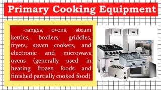 Preparing kitchen tools and equipment and the ingredients in food ...