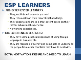 Preparing materials for esp teaching | PPTX | Education