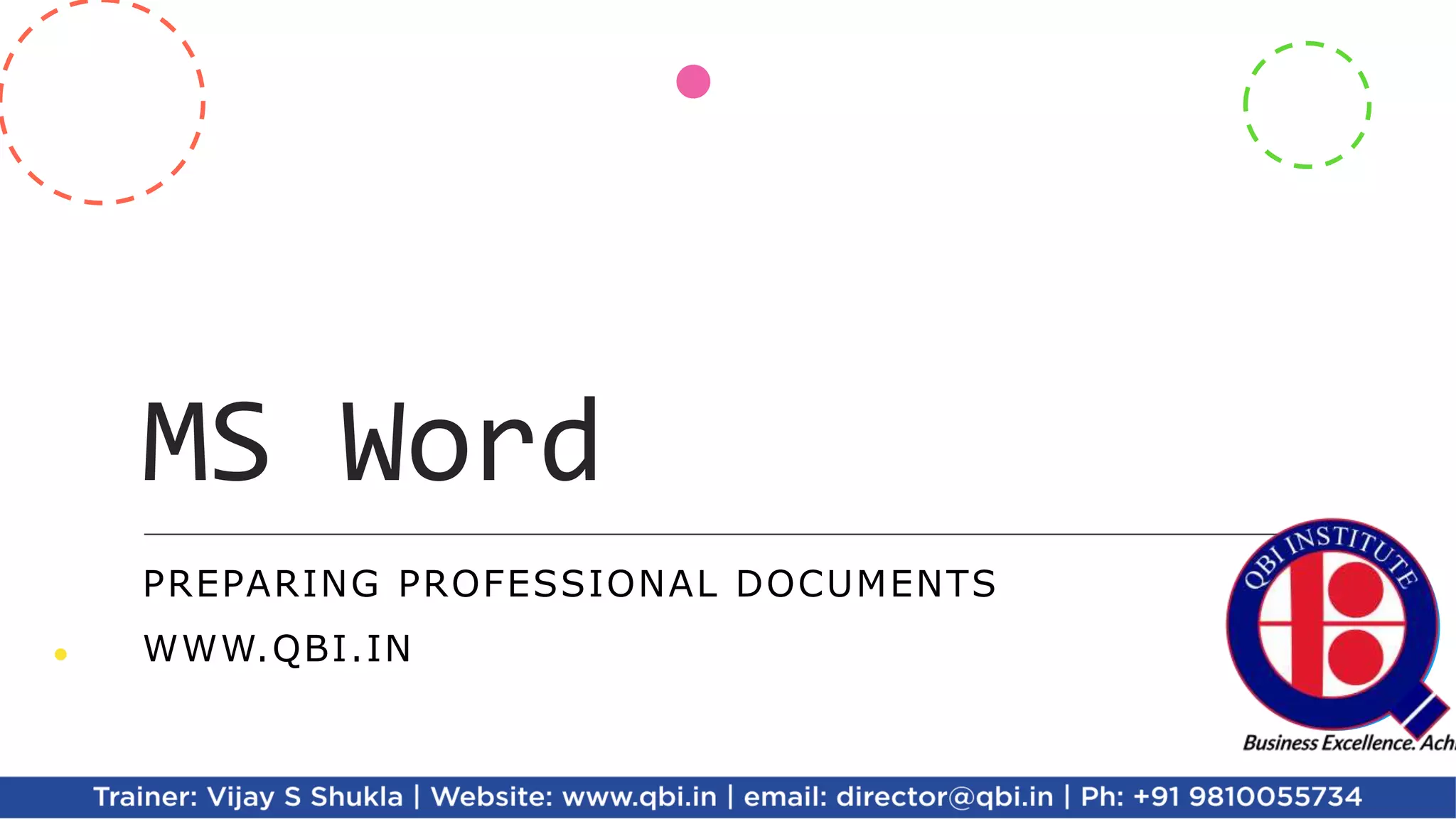 Preparing Professional (Requirement) Documents Using MS Word | PPT