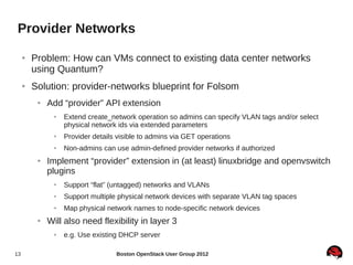 June Boston openStack Summit: Preparing quantum for the data center | PPT