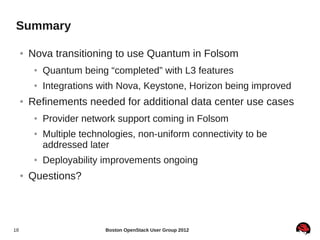 June Boston openStack Summit: Preparing quantum for the data center | PPT