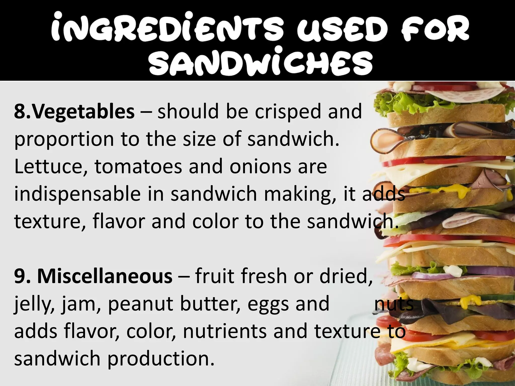TLE 9 Presentation: Preparing Sandwich | PDF