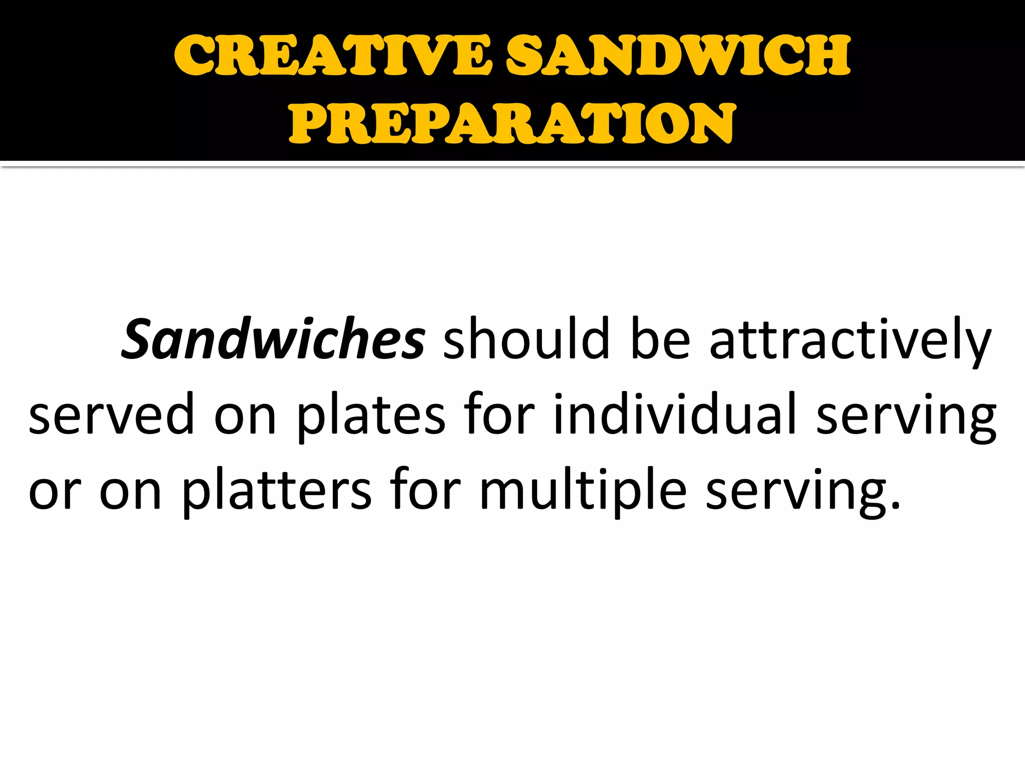 TLE 9 Presentation: Preparing Sandwich | PDF