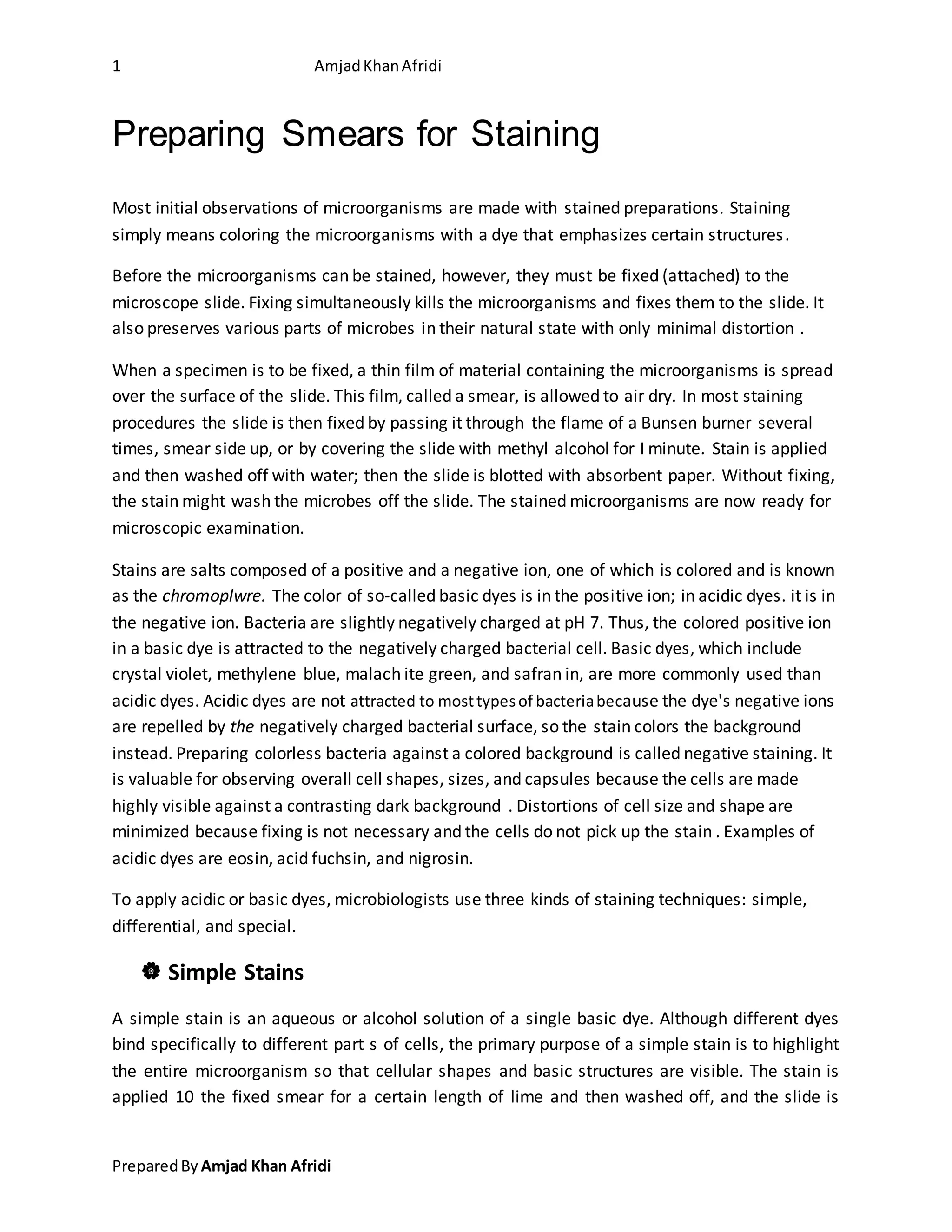 Preparing smears for staining | DOCX