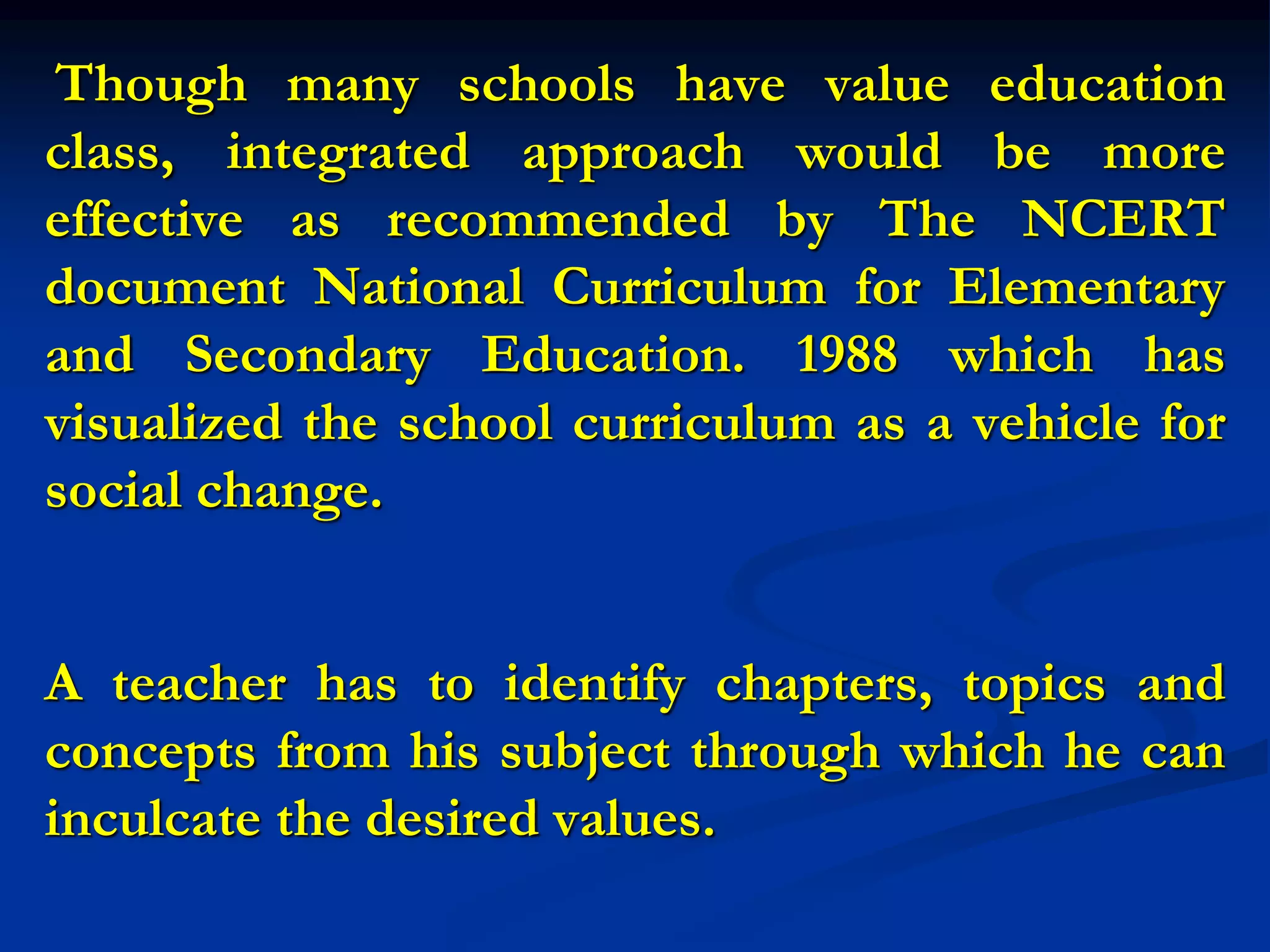 Preparing teachers for integrative value education | PPTX