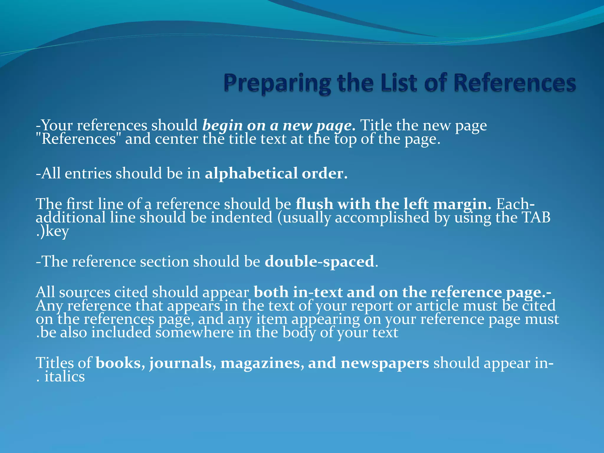Preparing the list of references | PPT