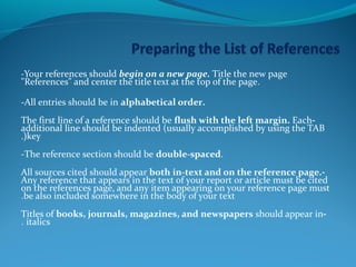 Preparing the list of references | PPT