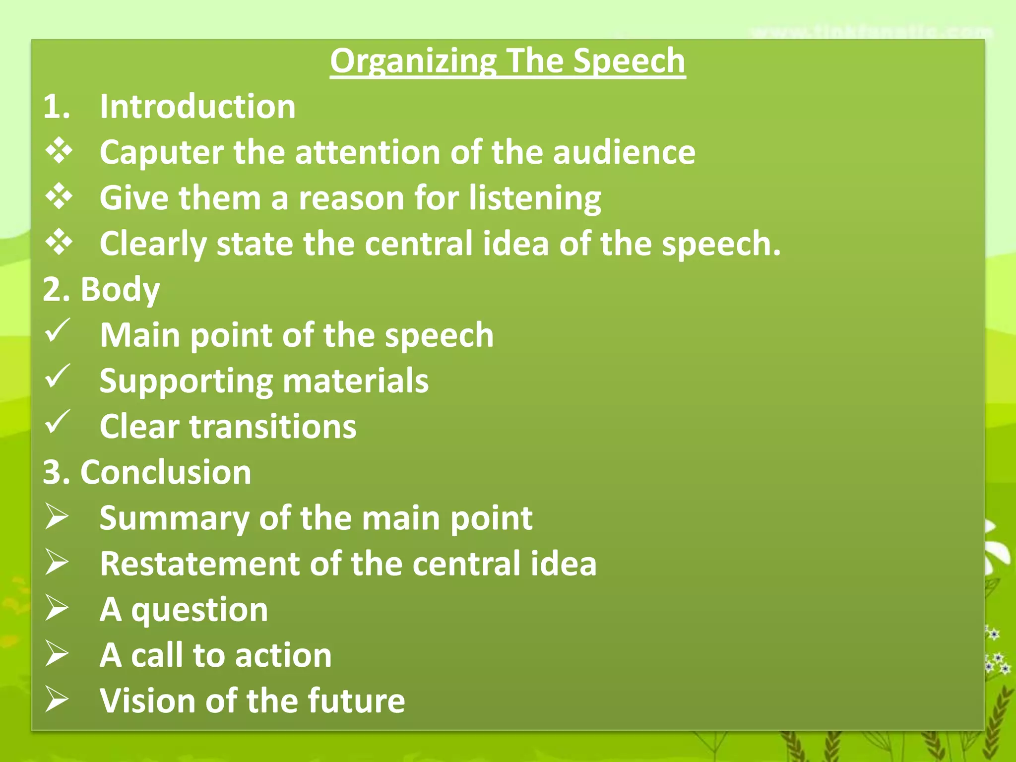 Preparing the speech | PPTX