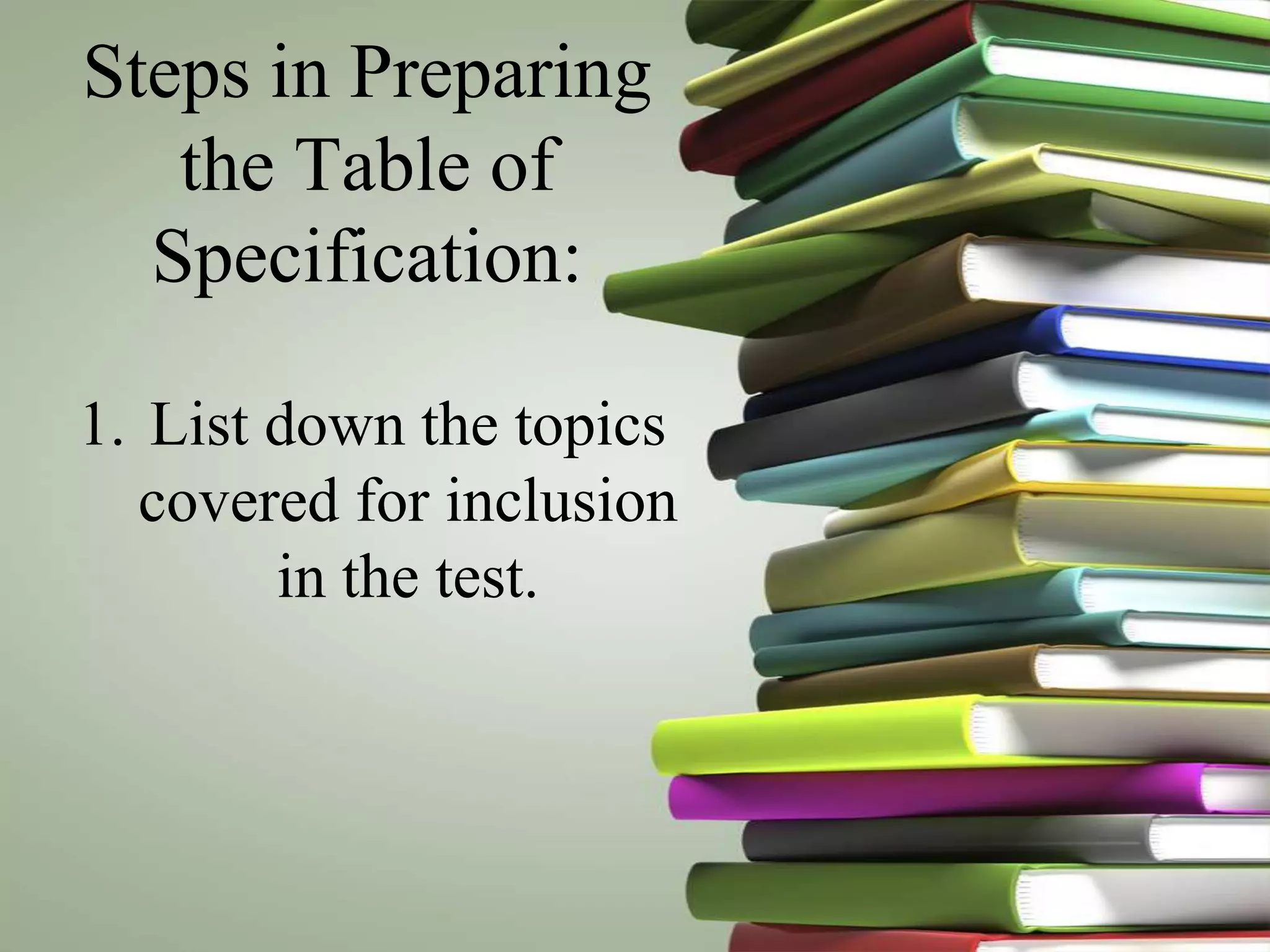 Preparing The Table of Specification | PPTX