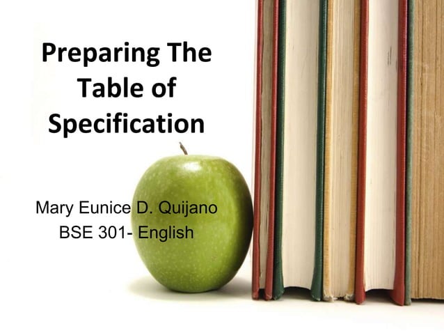 Preparing The Table of Specification | PPTX | Educational Assessment ...